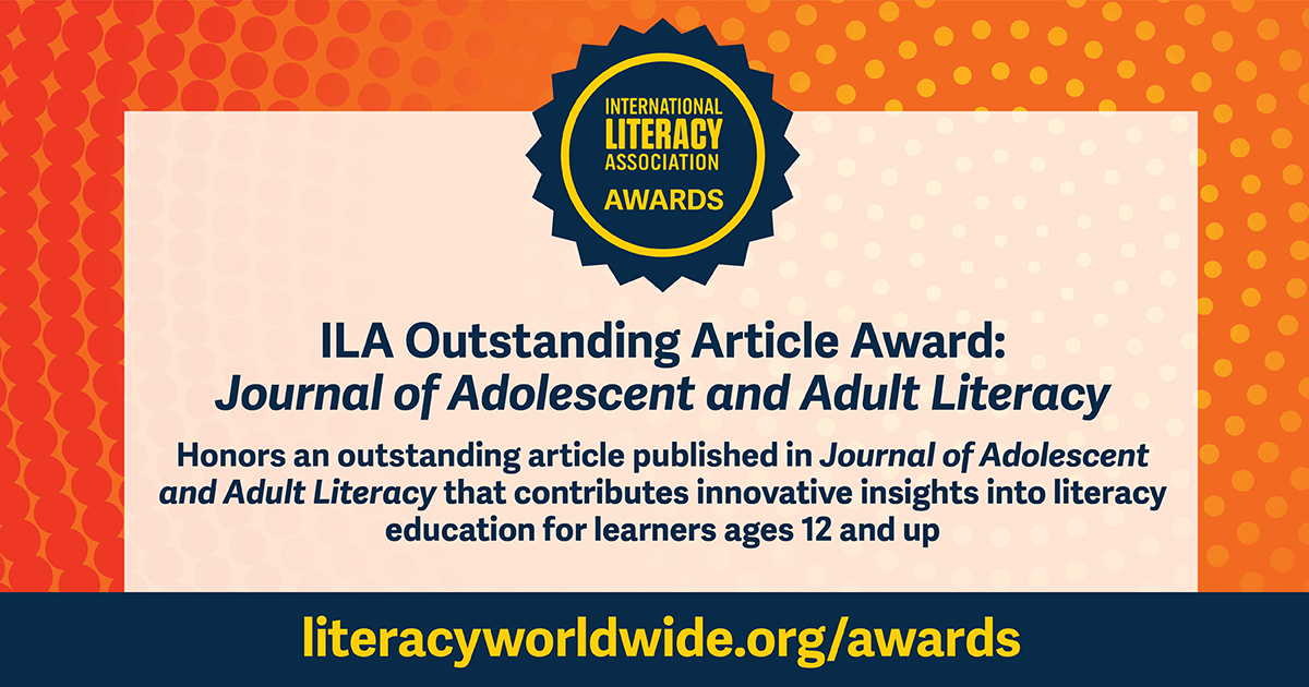Outstanding Article Award Journal of Adolescent and Adult Literacy ...